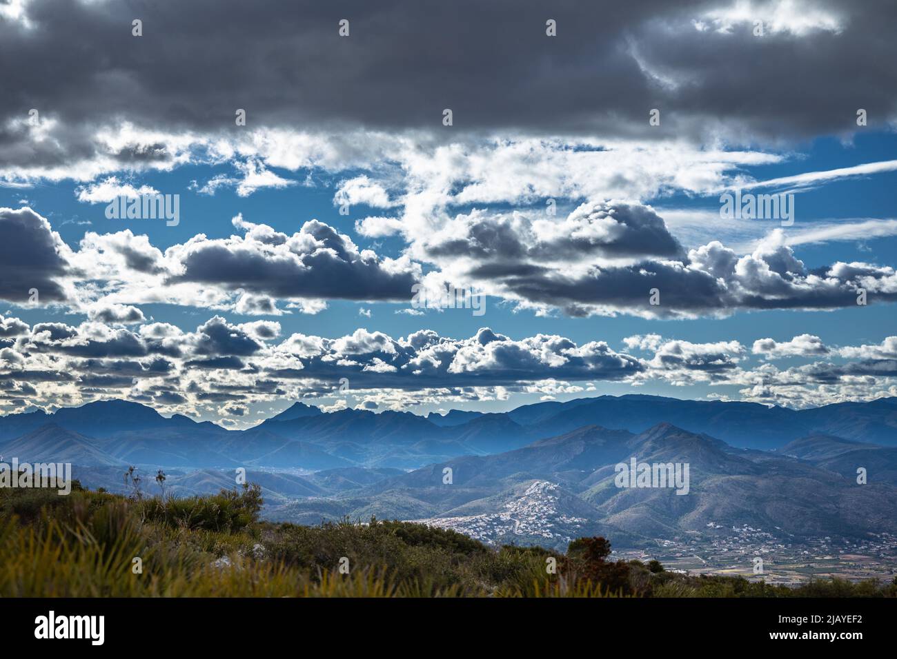 Landscape view of the mountains and clouds, beautiful nature of Montgo ...