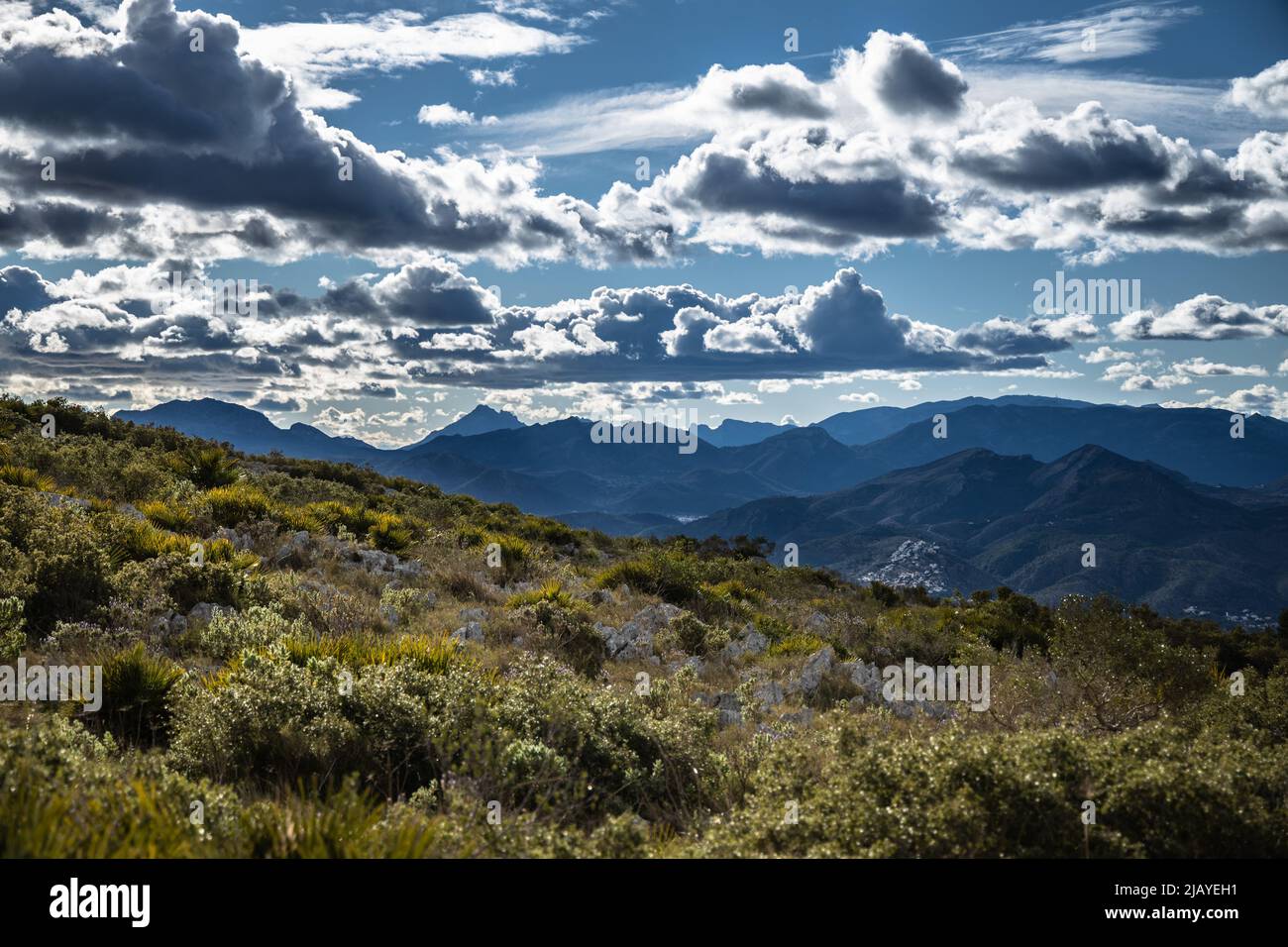 Landscape view of the mountains and clouds, beautiful nature of Montgo ...