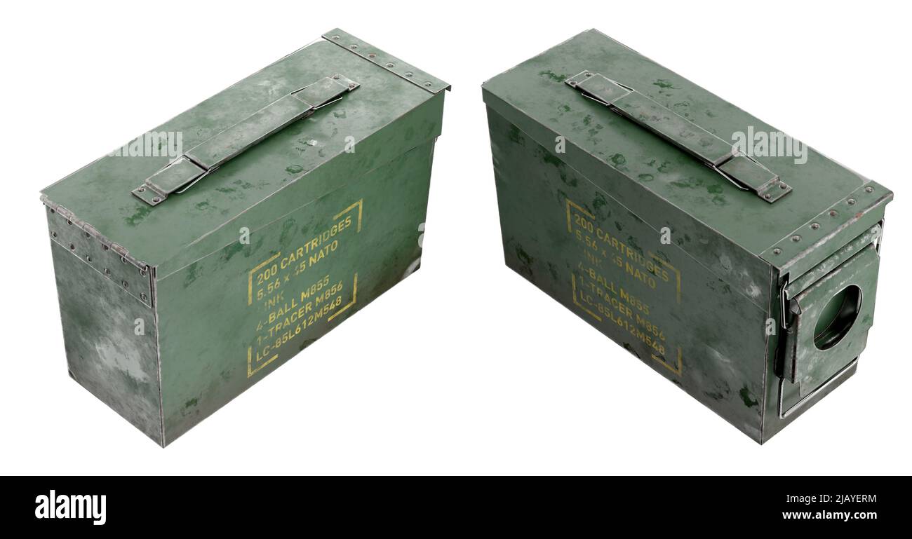 3d render illustration of a rifle ammunition box isolated on white ...