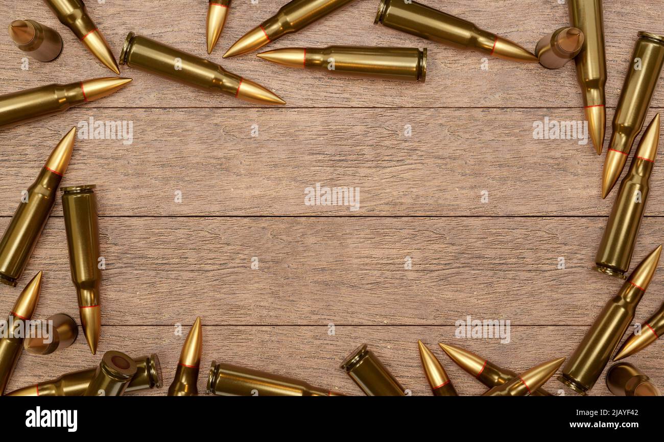 3d render illustration of a rifle ammunition on white background ...