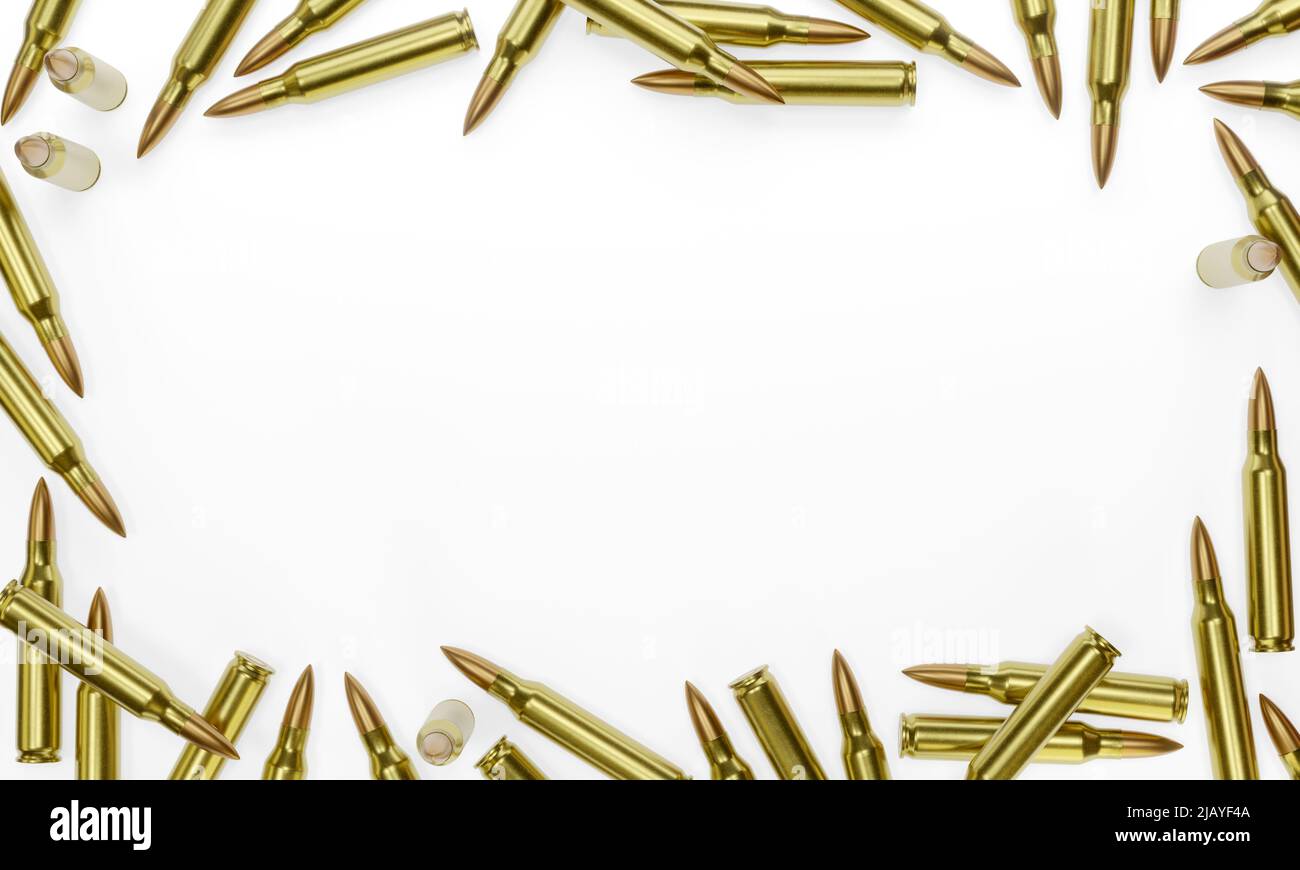 3d render illustration of a rifle ammunition on white background ...