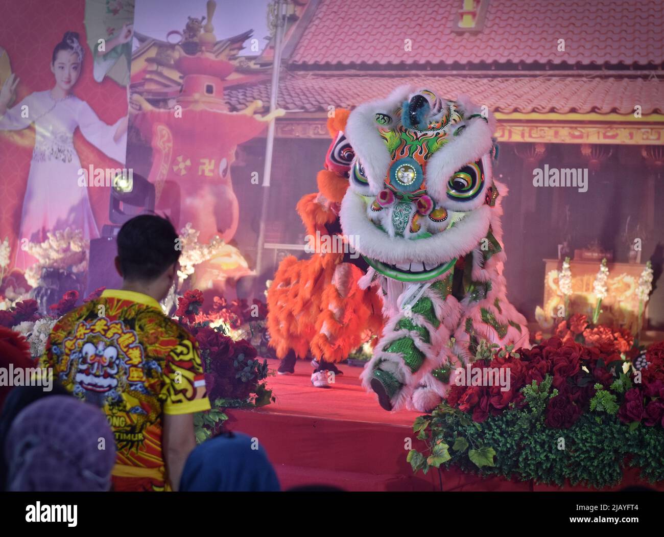 Malang, East Java, Indonesia. 1st June, 2022. Lion Dance players tease ...