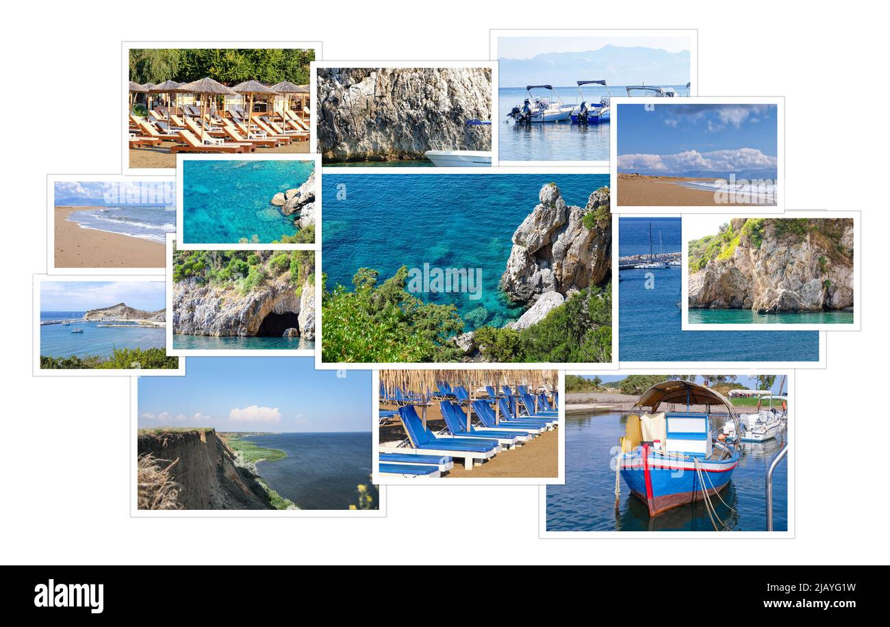 Set of travel photos on white background Stock Photo - Alamy