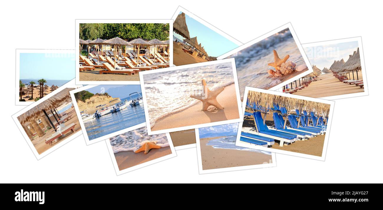 Set of travel photos on white background Stock Photo - Alamy