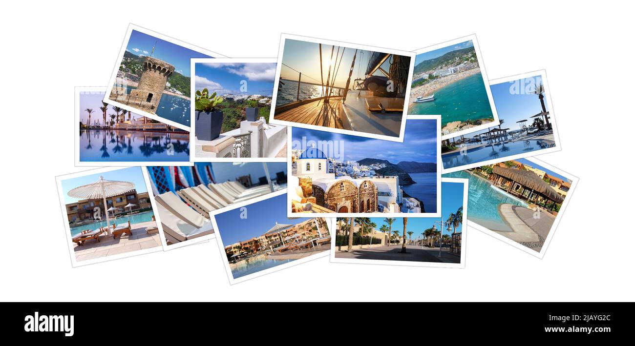 Set of travel photos on white background Stock Photo - Alamy