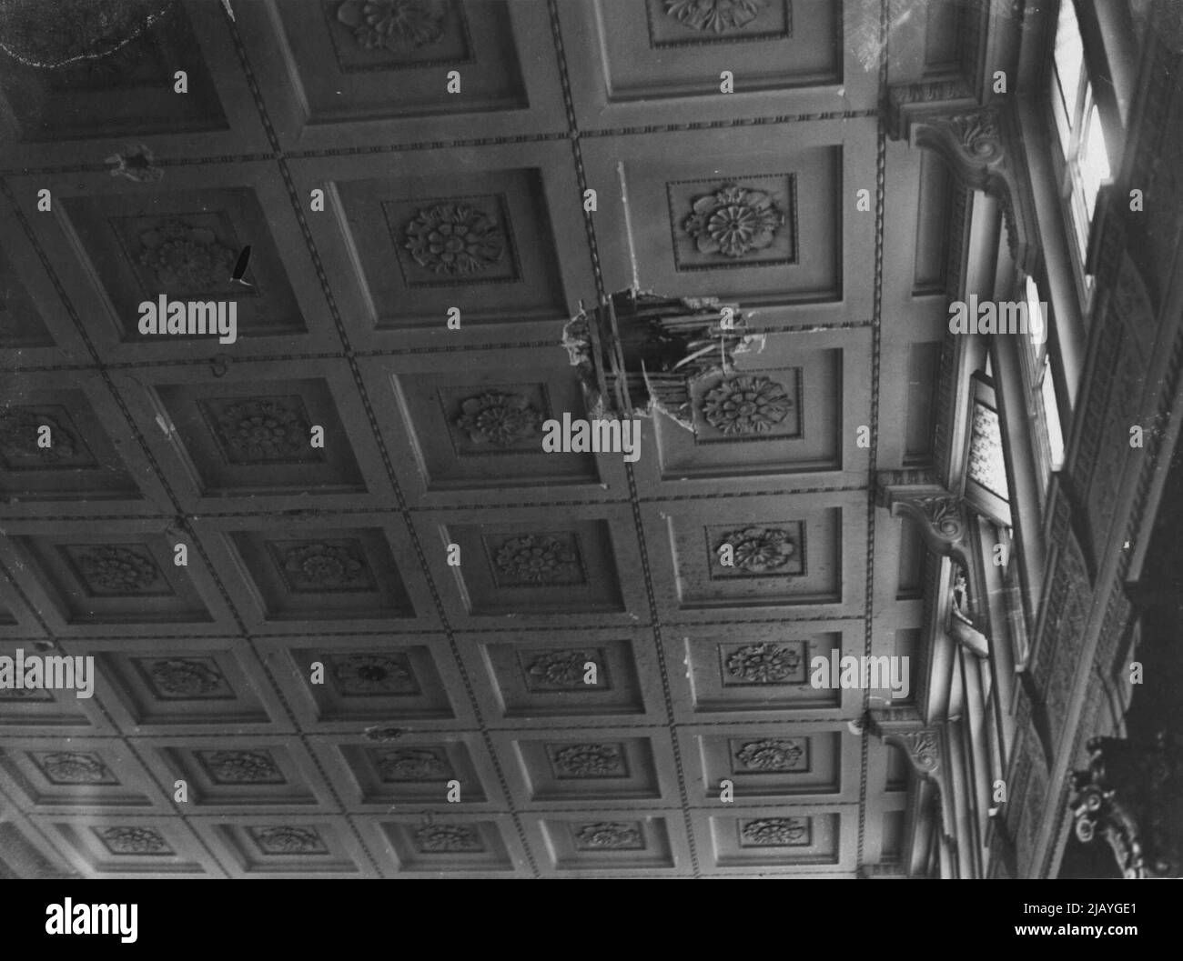 Buckingham Palace Bombed -- The hole in the roof of the Royal Chapel ...