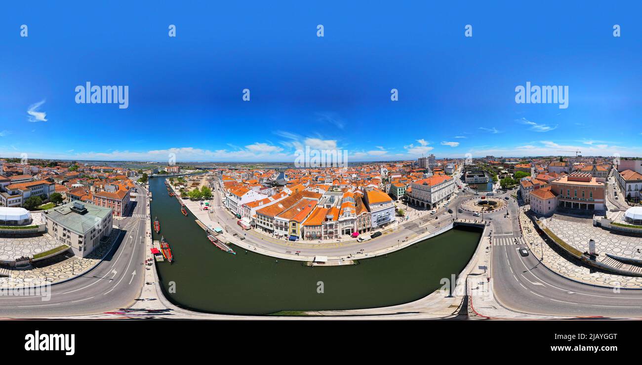 360 degree panoramic landscape panorama of the Aveiro city Stock Photo ...