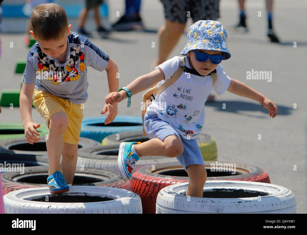 Bucharest, Romania. 1st June, 2022. Children play during an event ...