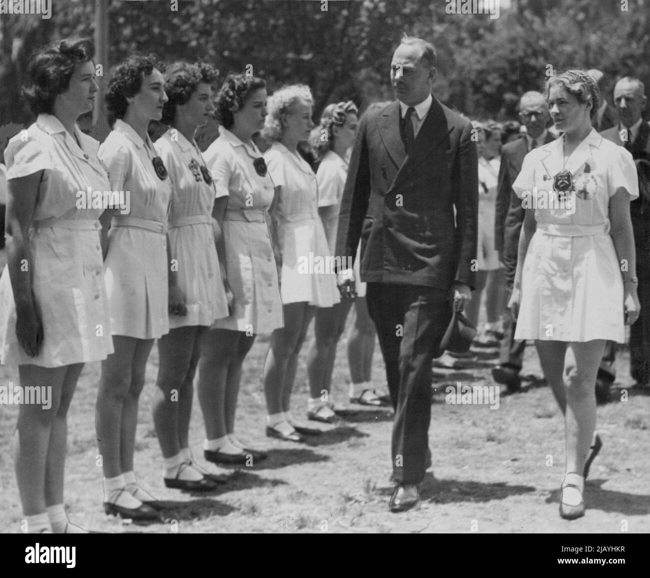 Duke & Duchess of Gloucester inspecting Legatee girls who formed part ...