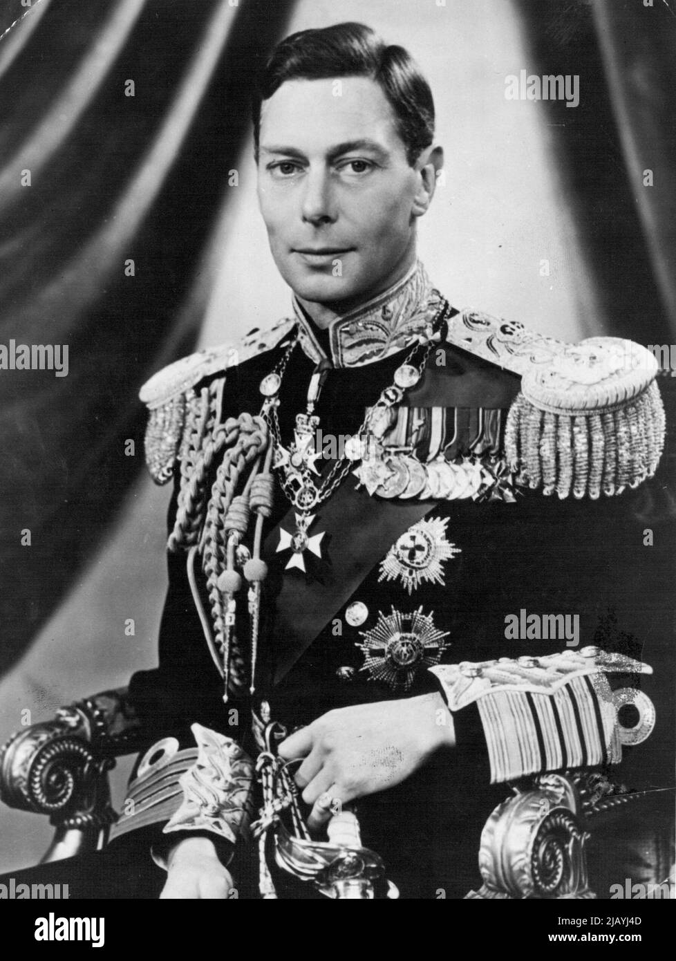 Vintage portrait of king george vi of great britain hi-res stock ...