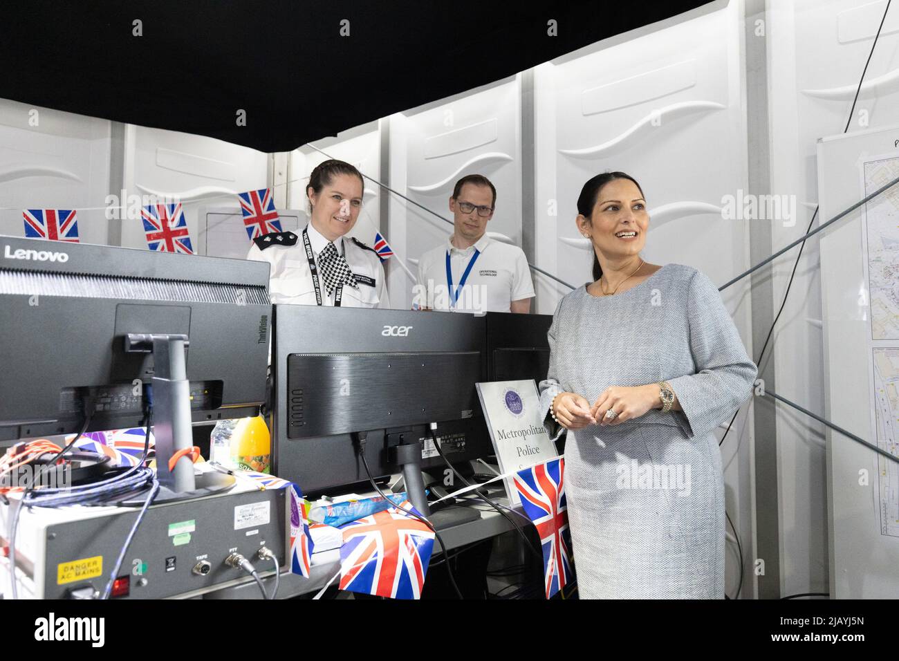 Home Secretary Priti Patel, during a tour of the control room managing ...