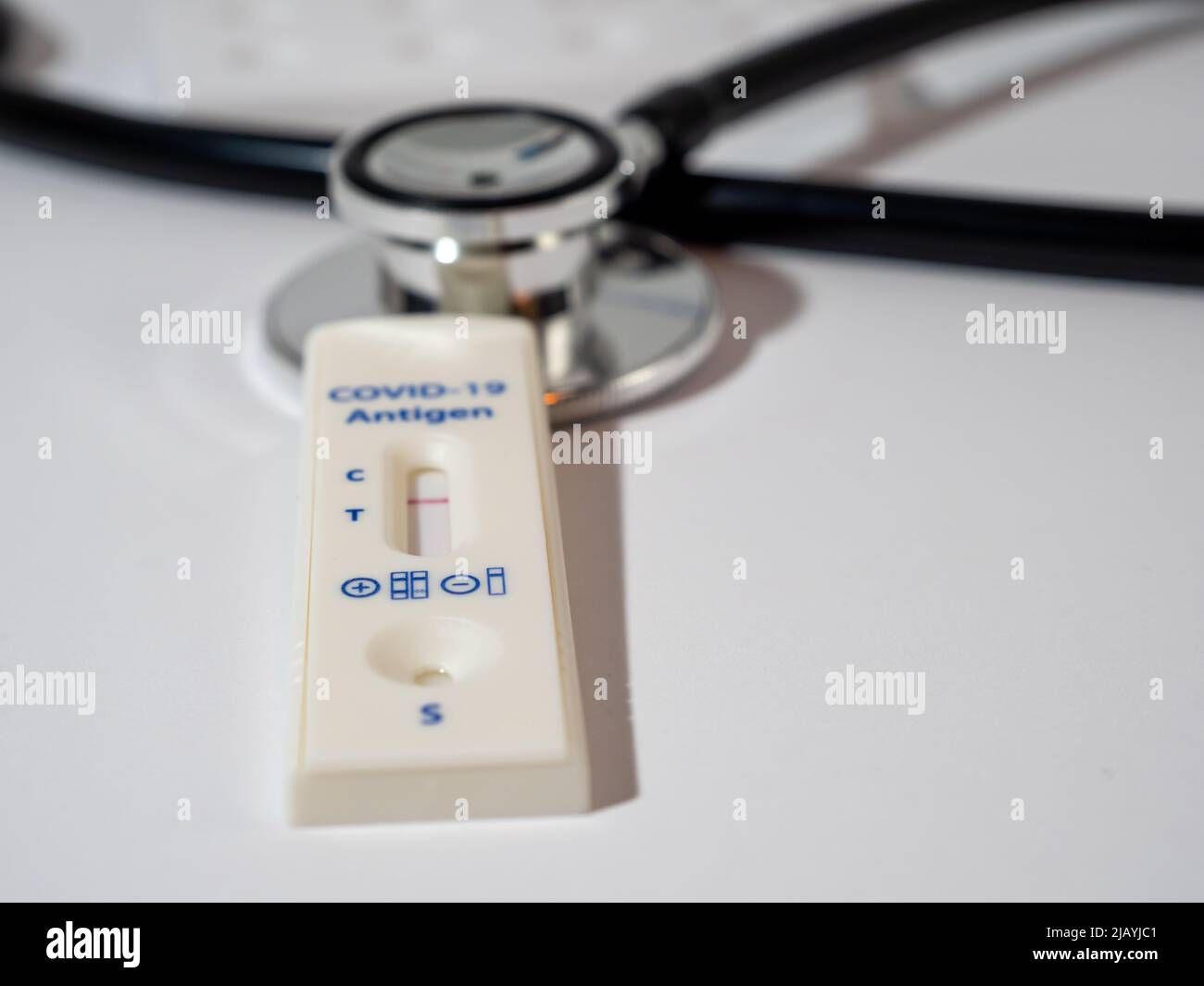 Negative test result using COVID-19 rapid testing device. High quality ...