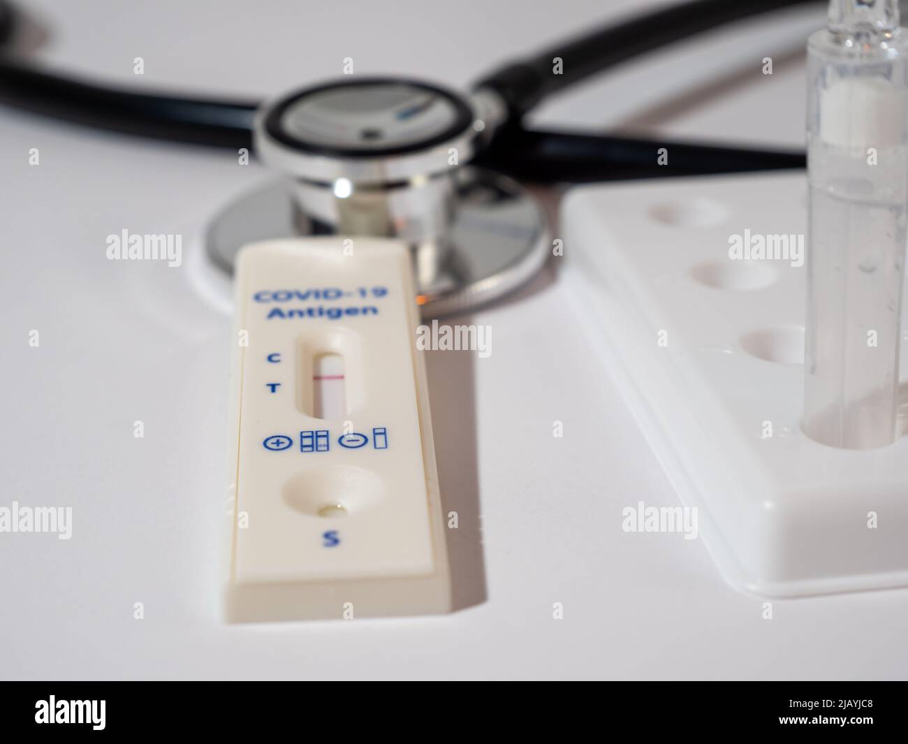 Negative test result using COVID-19 rapid testing device. High quality ...