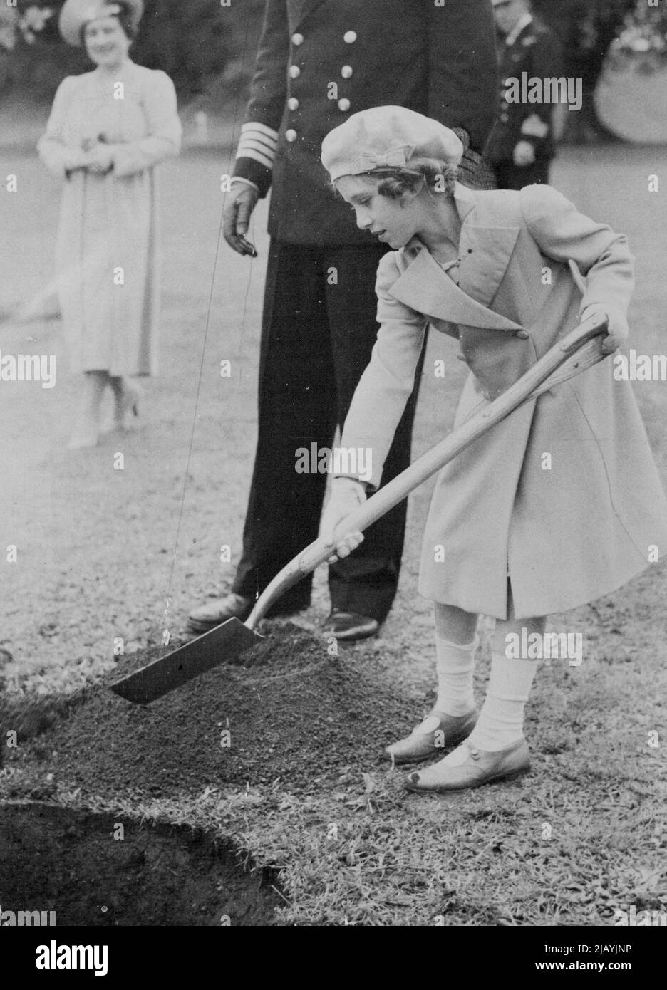 Visit To Dartmouth -- Princess Margaret Rose planting her tree in the ...