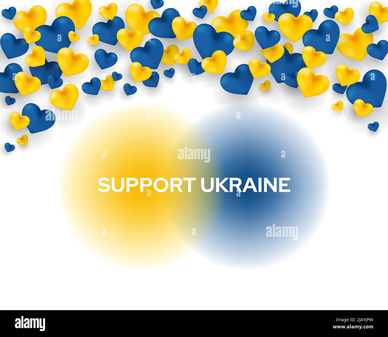 Support Ukraine concept banner. Yellow and Blue hearts, Ukrainian ...