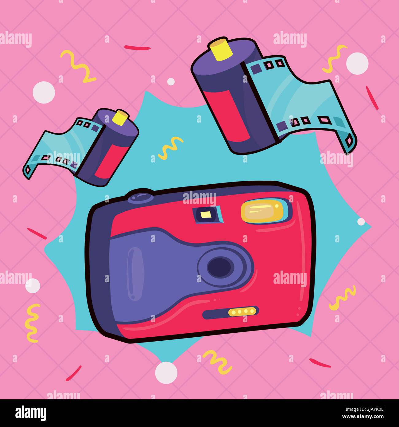 90s camera and film roll Stock Vector Image & Art - Alamy