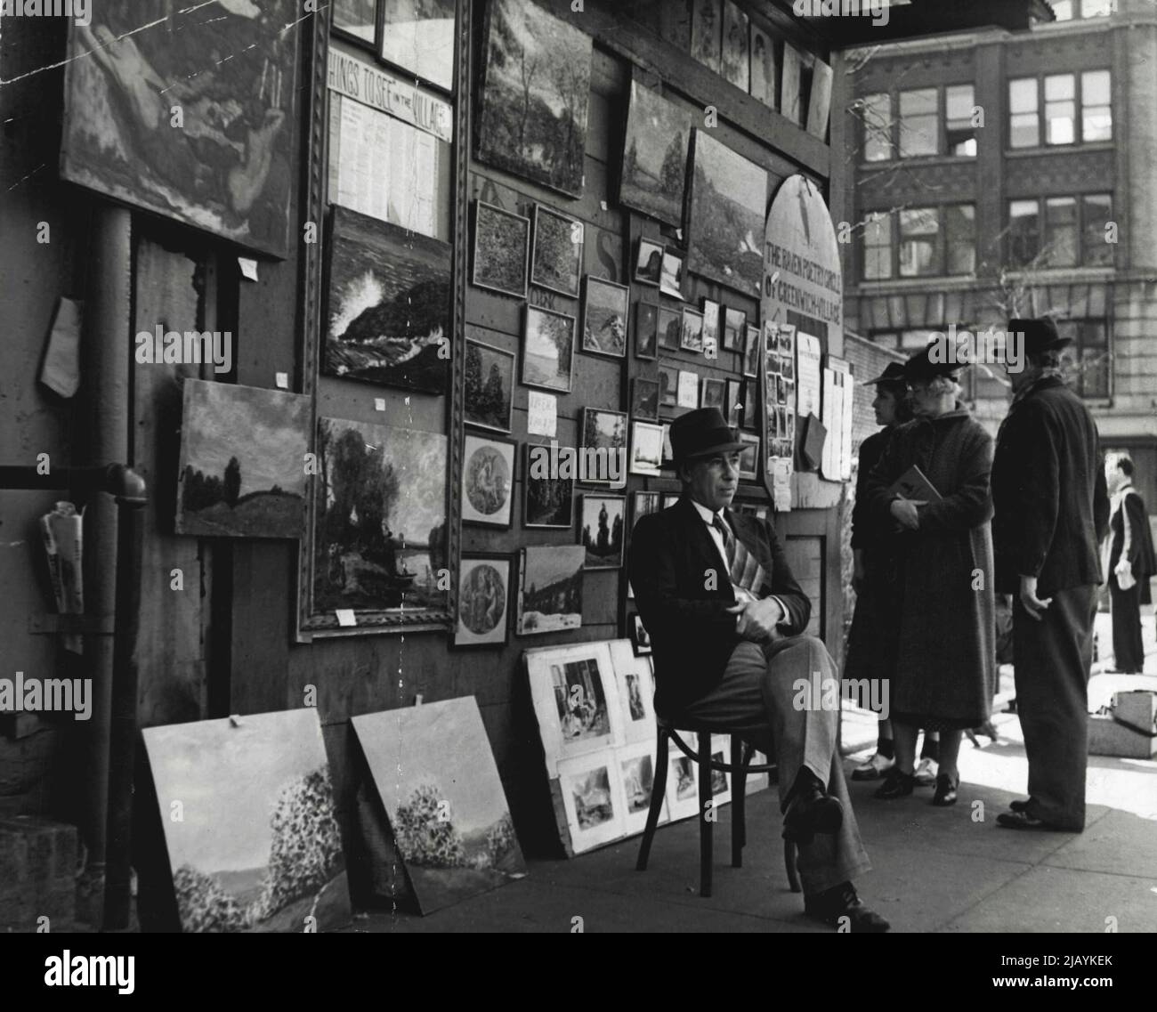 Mr. Olsen, a Dane, selling his paintings in Montmartre fashion at an ...