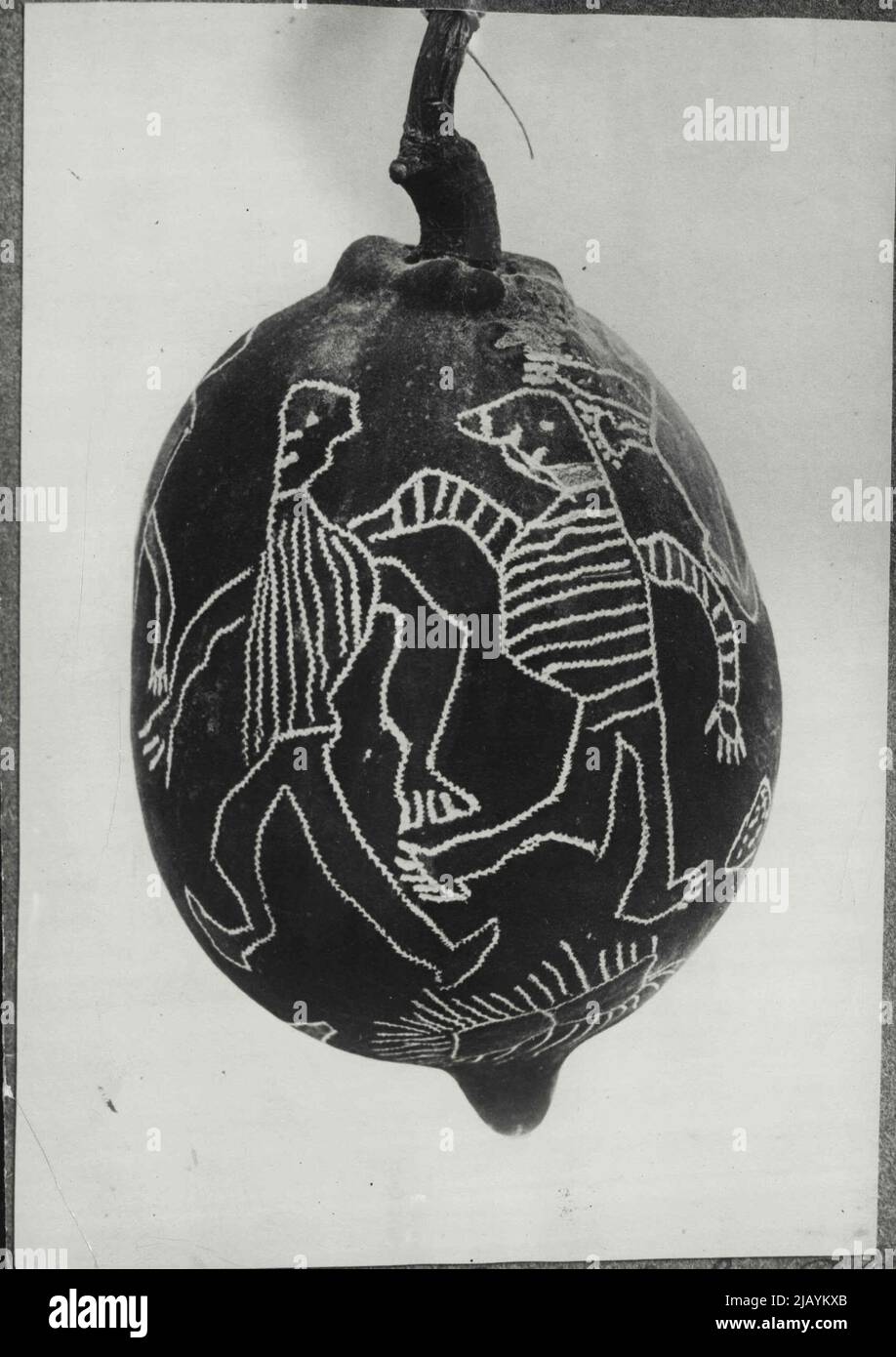 Aboriginal carvings on baobab nut, of Northwest Australia. Carved ...