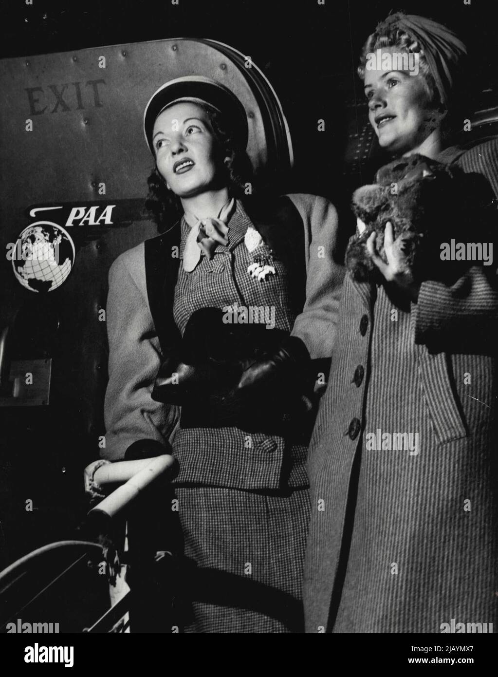 Left by Air Today to marry in USA. Miss Marion McDonald, of Campsie ...