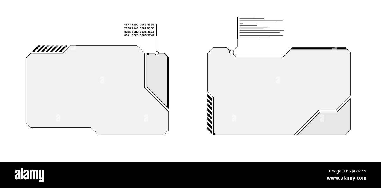 HUD digital futuristic user interface horizontal frame set. Sci Fi high ...