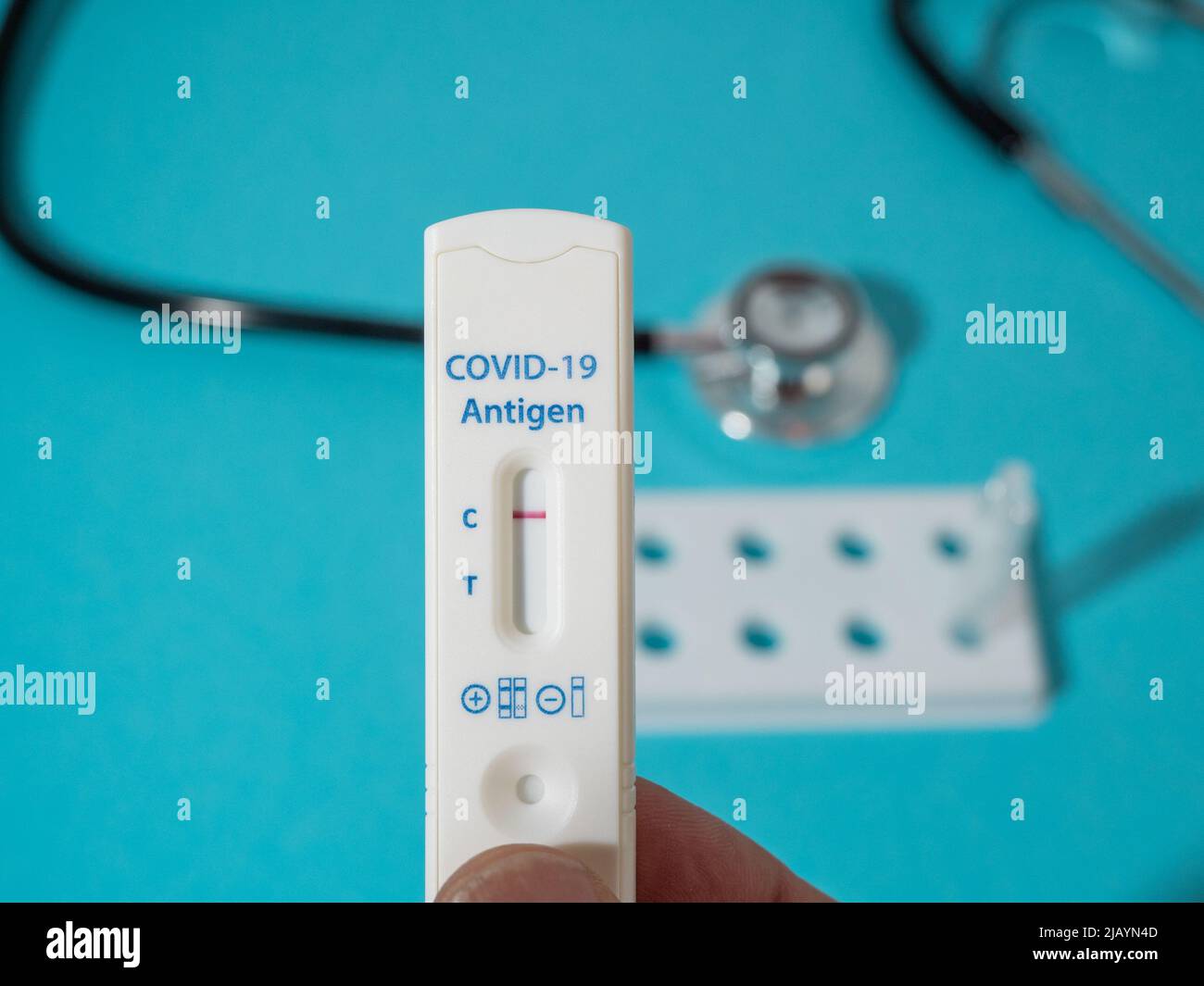 Negative test result using COVID-19 rapid testing device. High quality ...
