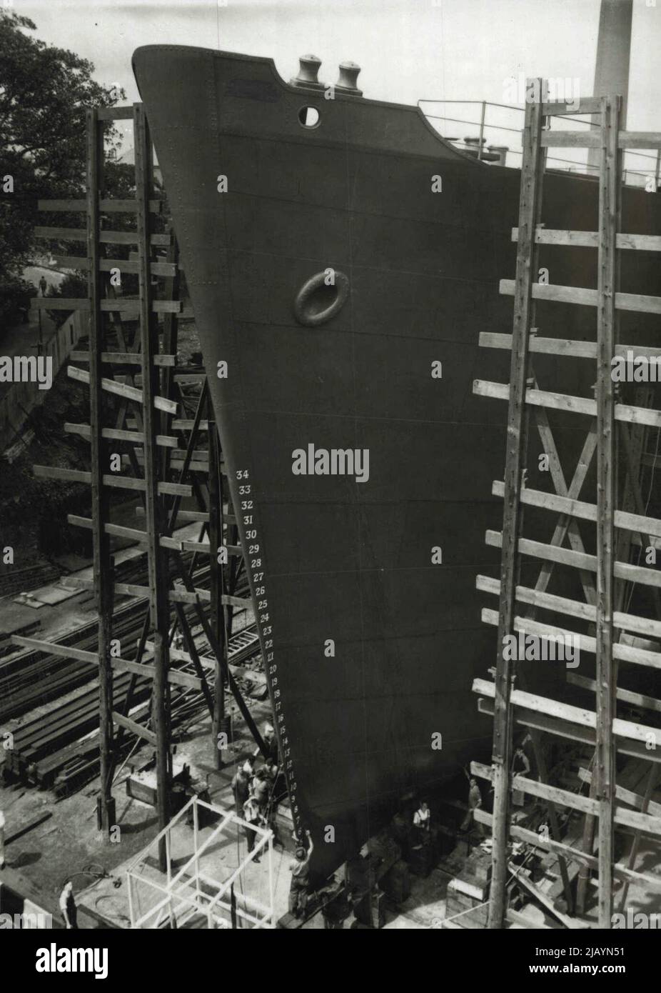 New ship launched by previous ***** Mekell. January 3, 1943 Stock Photo ...