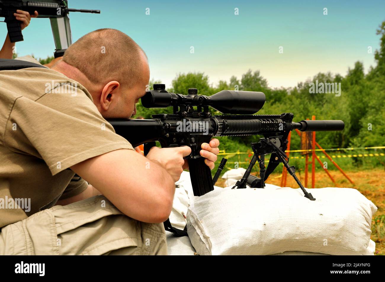sniper with the gun Stock Photo - Alamy
