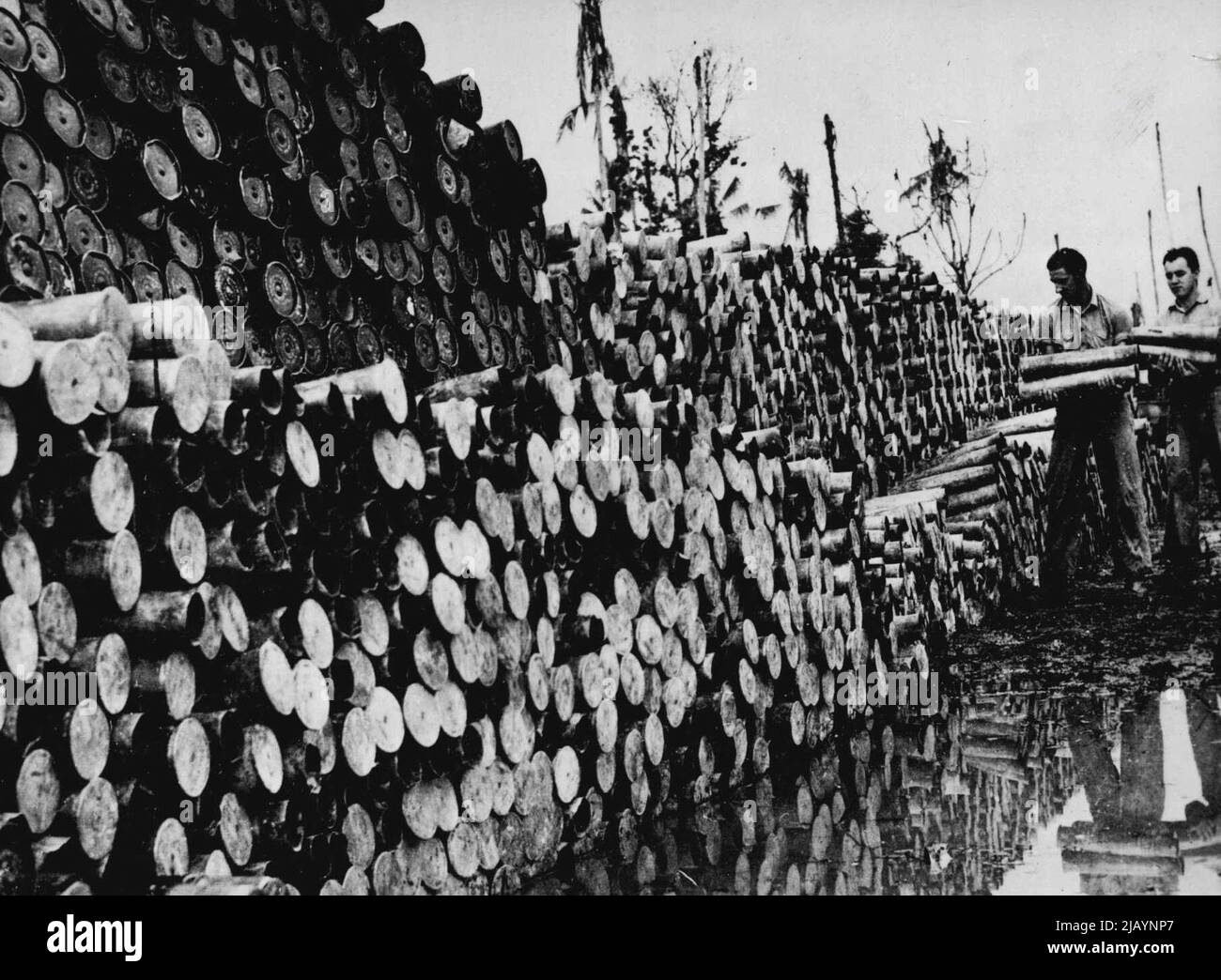 Empty Shells Pile Up As Marines Blast Japanese Out Of Sky -- A wall of ...