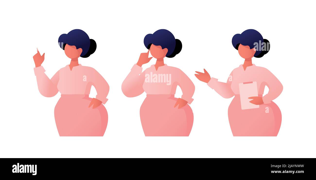 Set of a Business Woman Character Gestures Stock Vector Image & Art - Alamy