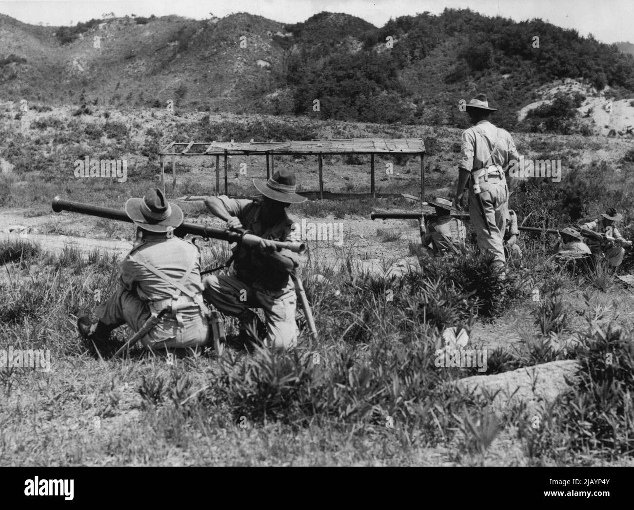 Bazooka teams in training at Haramura, Japan. The British Commonwealth ...