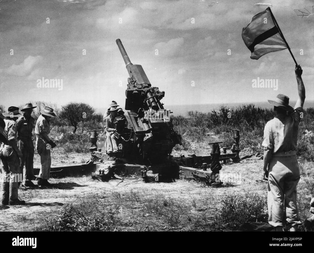 Anti-Aircraft --3.7in guns of the 1st Heavy Anti-Aircraft Regt firing ...