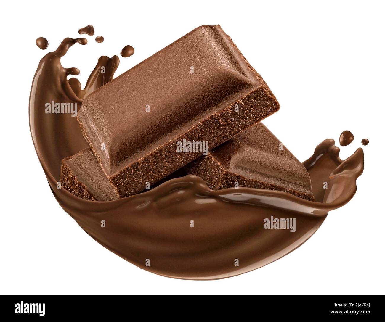 Chocolate bars with splash isolated on white background Stock Photo - Alamy