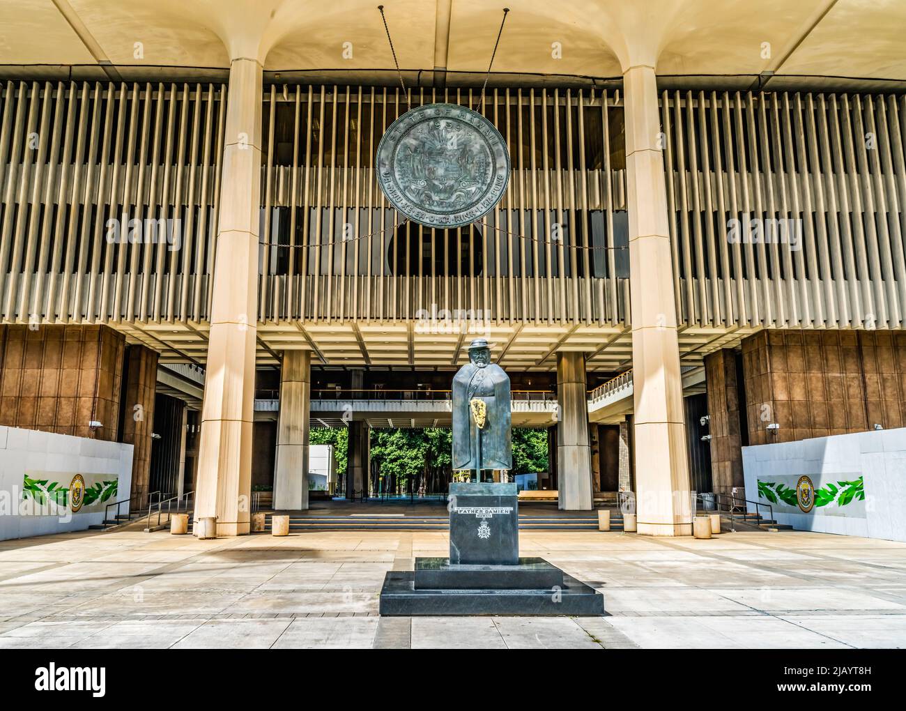 Entrance Seal Father Damien Statue State Capitol Building Legislature ...