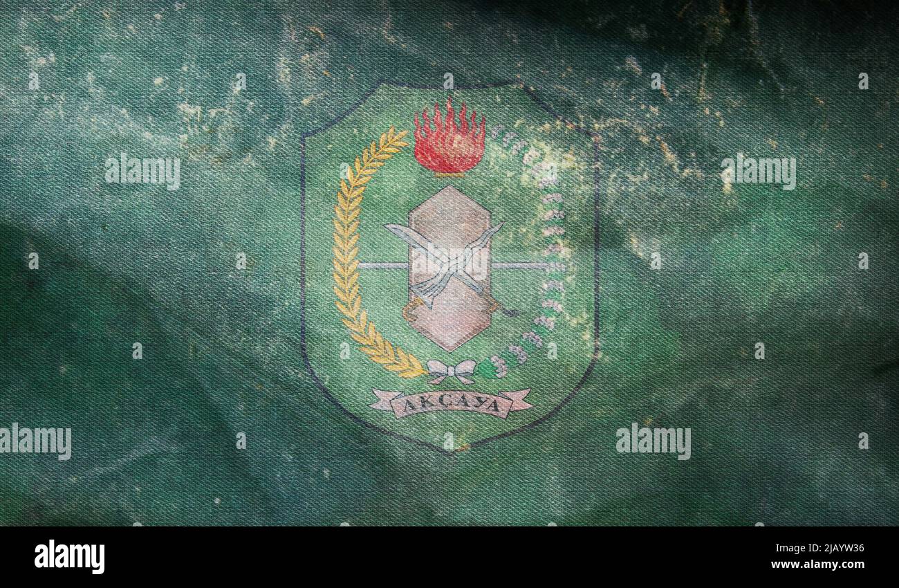 Top view of retro flag West Kalimantan Indonesia with grunge texture ...