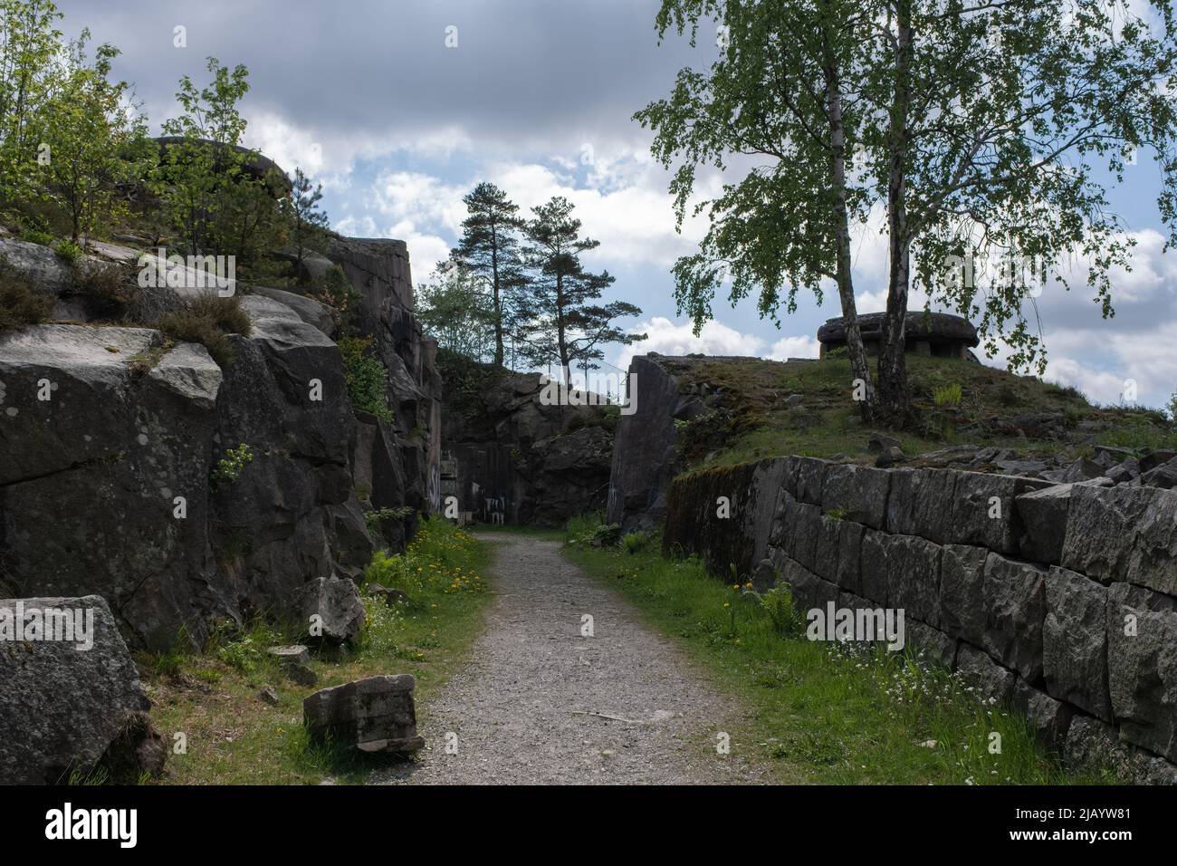 Sarpsborg, Norway - May 20, 2022: Greaker fort is located on a sharp ...