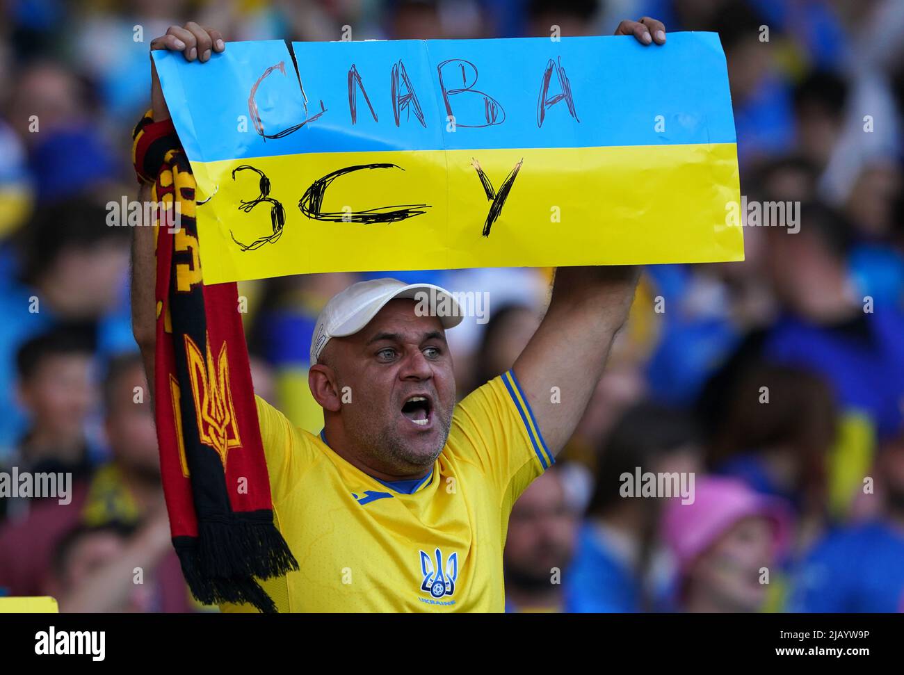 Ukraine fans in the stands during the FIFA World Cup 2022 Qualifier ...