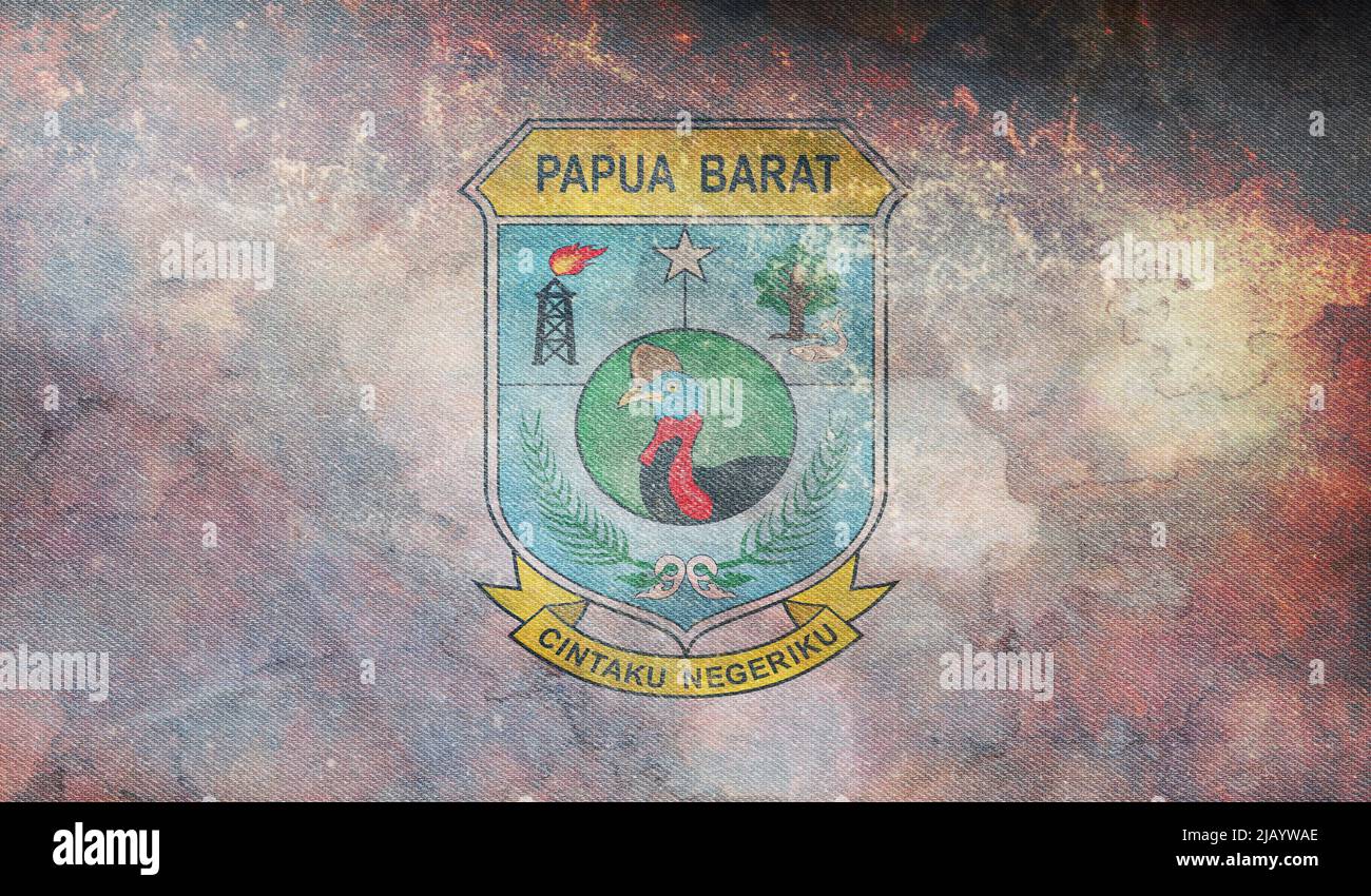 Top view of retro flag West Papua Indonesia with grunge texture ...