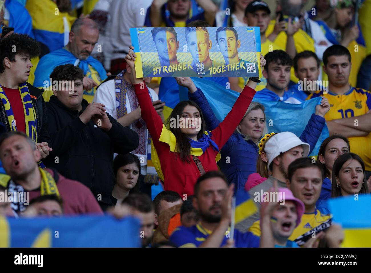 Ukraine fans in the stands during the FIFA World Cup 2022 Qualifier ...
