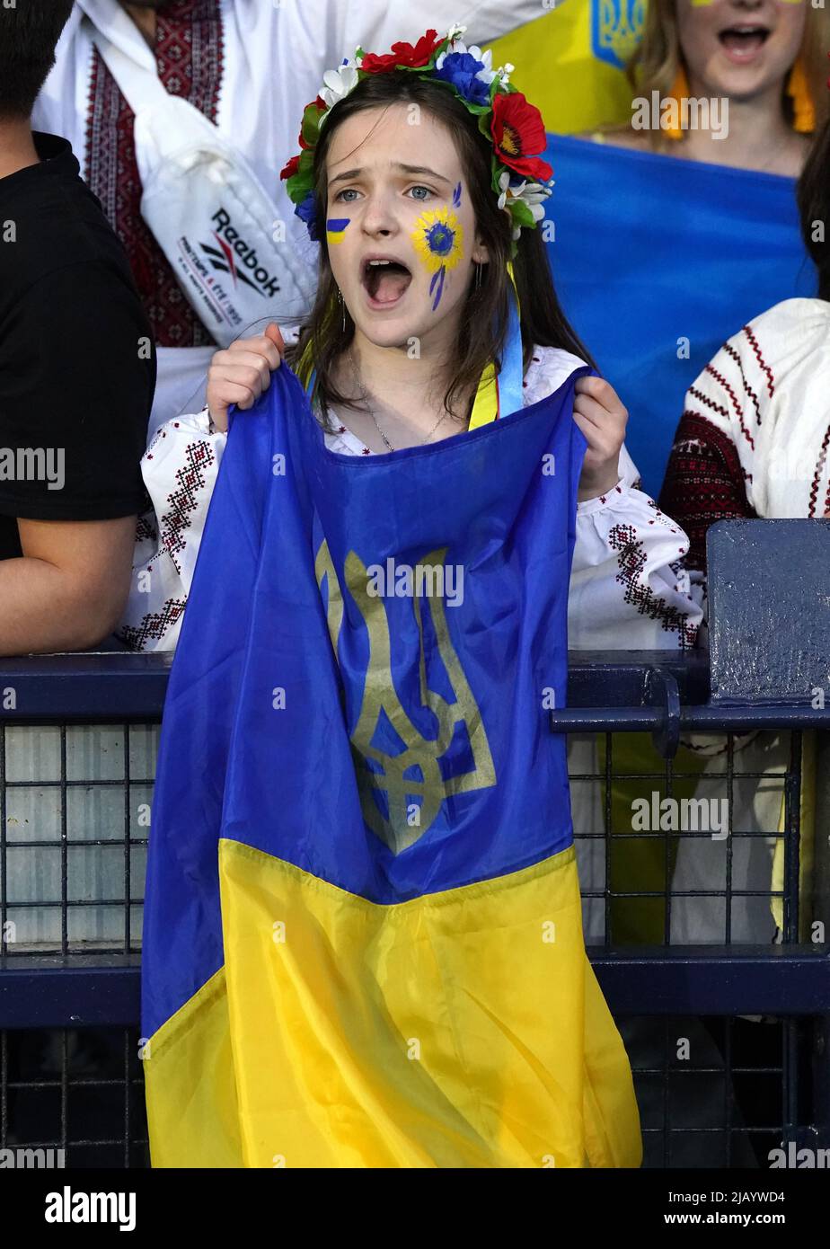 Ukraine fans in the stands during the FIFA World Cup 2022 Qualifier ...