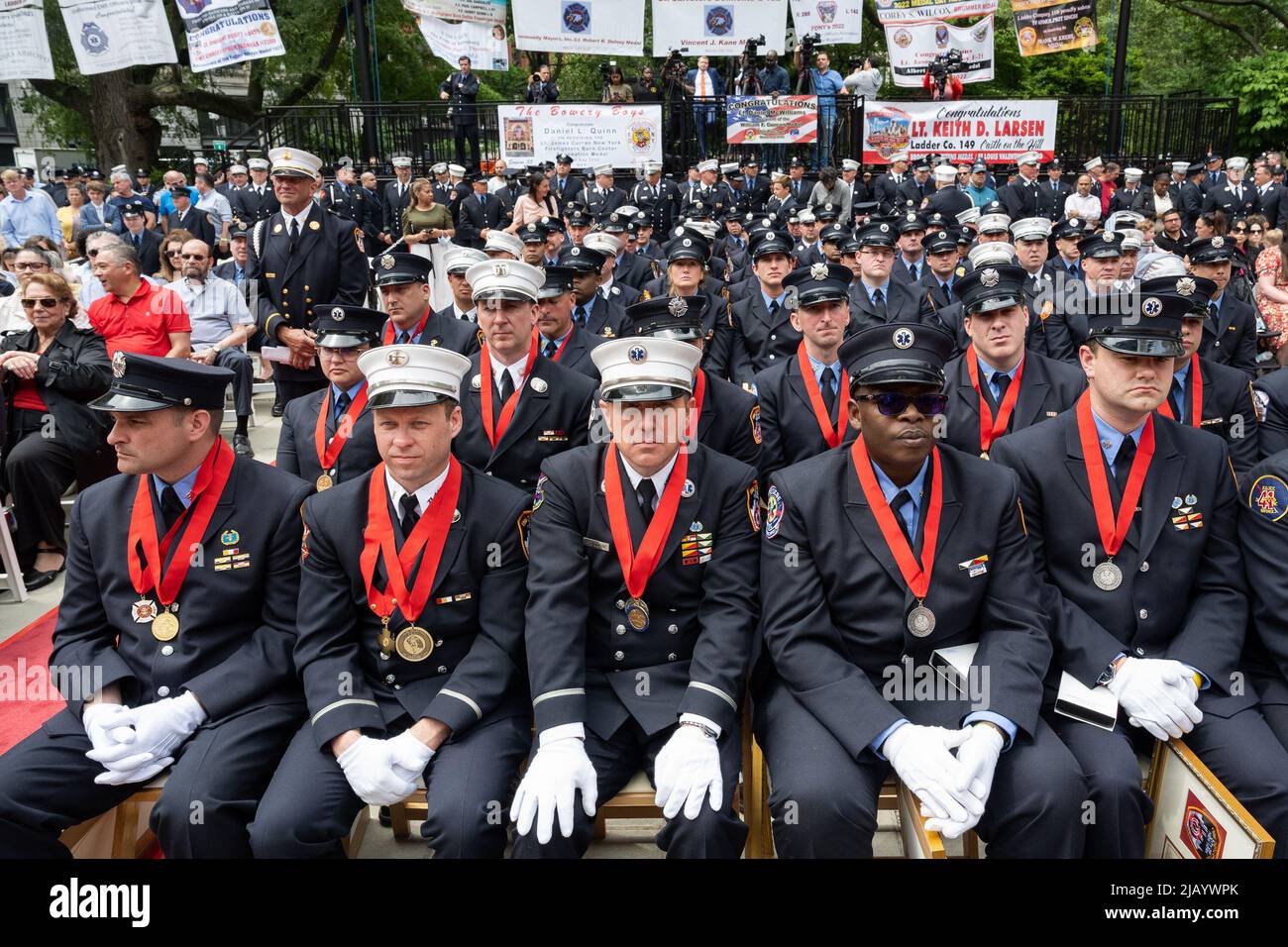 FDNY medal recipients attend the FDNY Medal Day 2022 at City Hall in ...