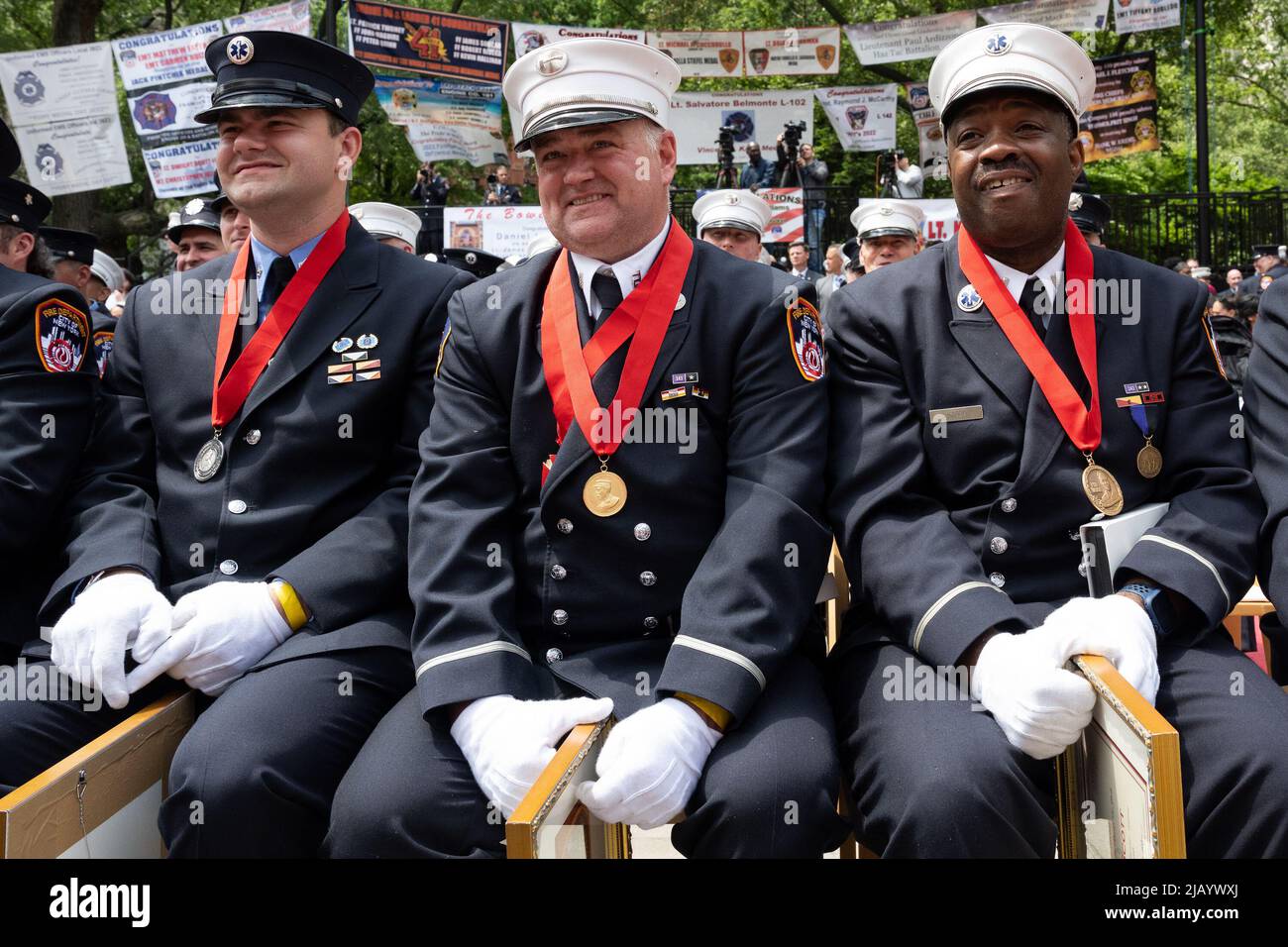 FDNY medal recipients attend the FDNY Medal Day 2022 at City Hall in ...