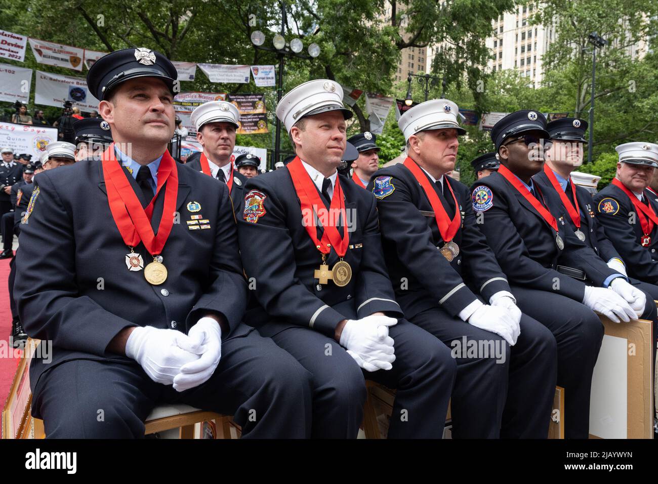 FDNY medal recipients attend the FDNY Medal Day 2022 at City Hall in ...