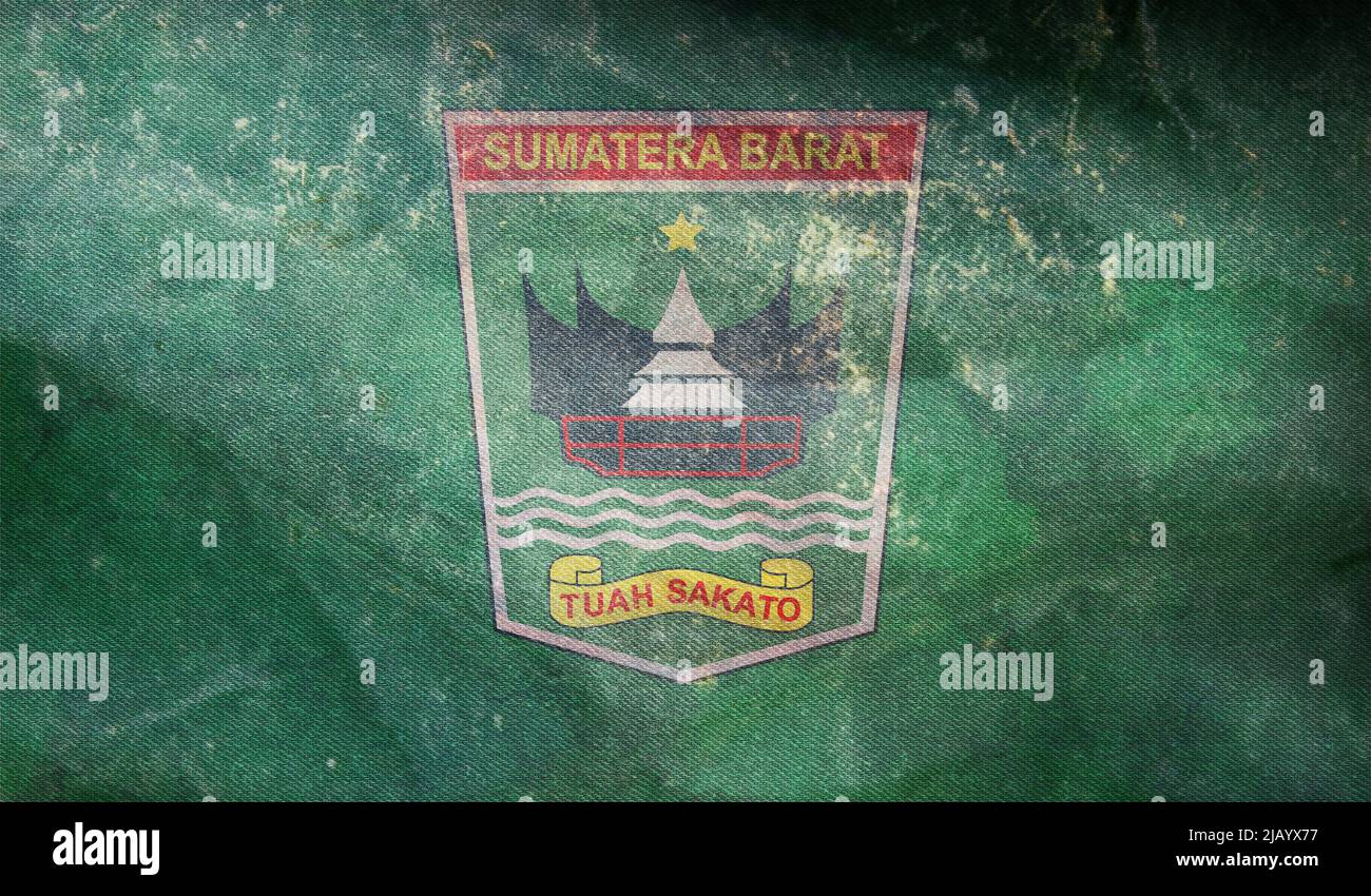 Top view of retro flag West Sumatra Indonesia with grunge texture ...