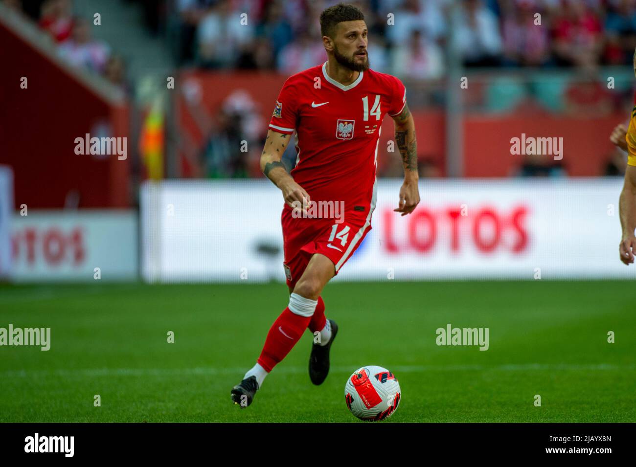 Mateusz Klich of Poland controls the ball during the UEFA Nations ...