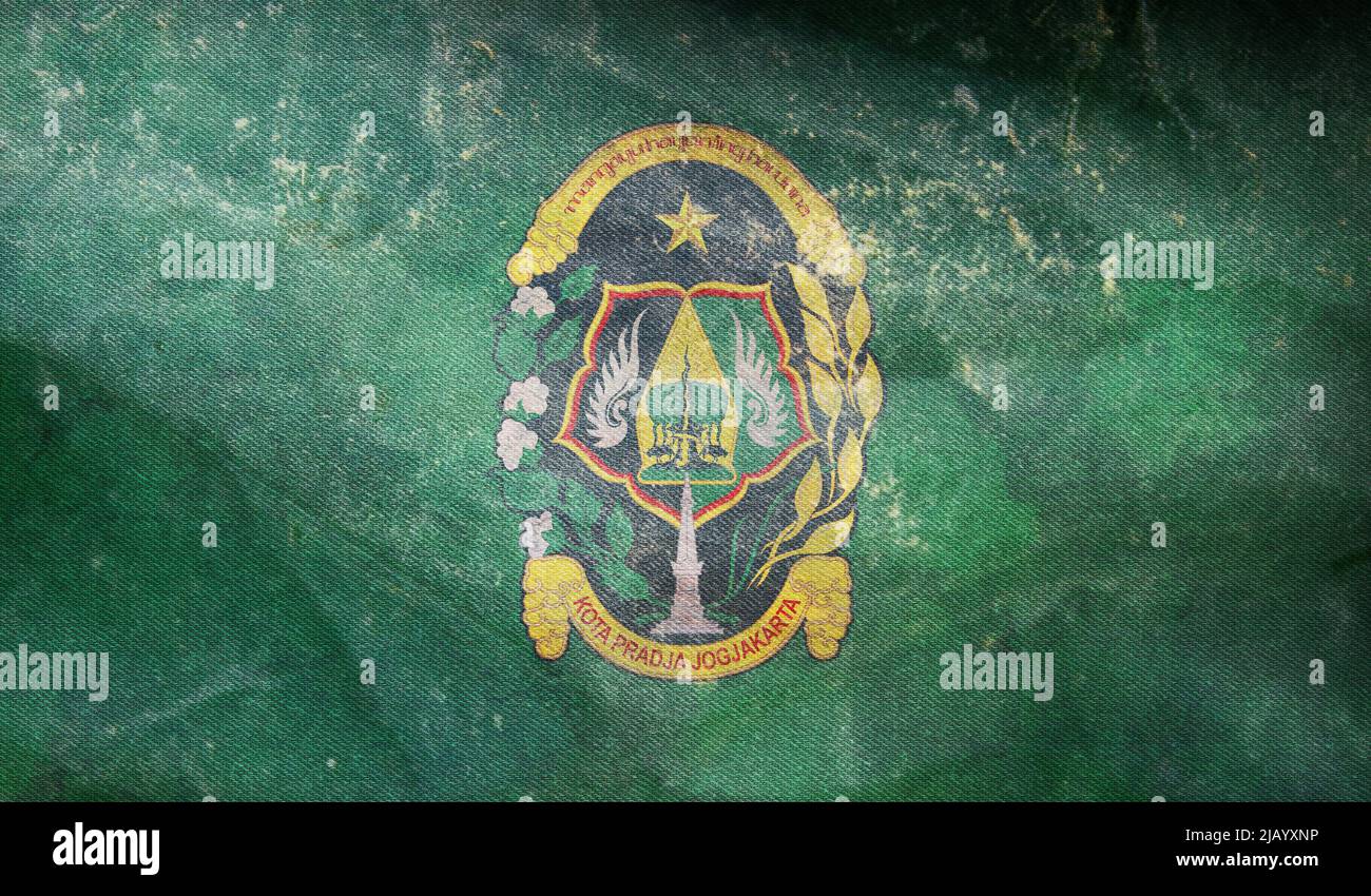 Top view of retro flag Yogyakarta City Indonesia with grunge texture ...