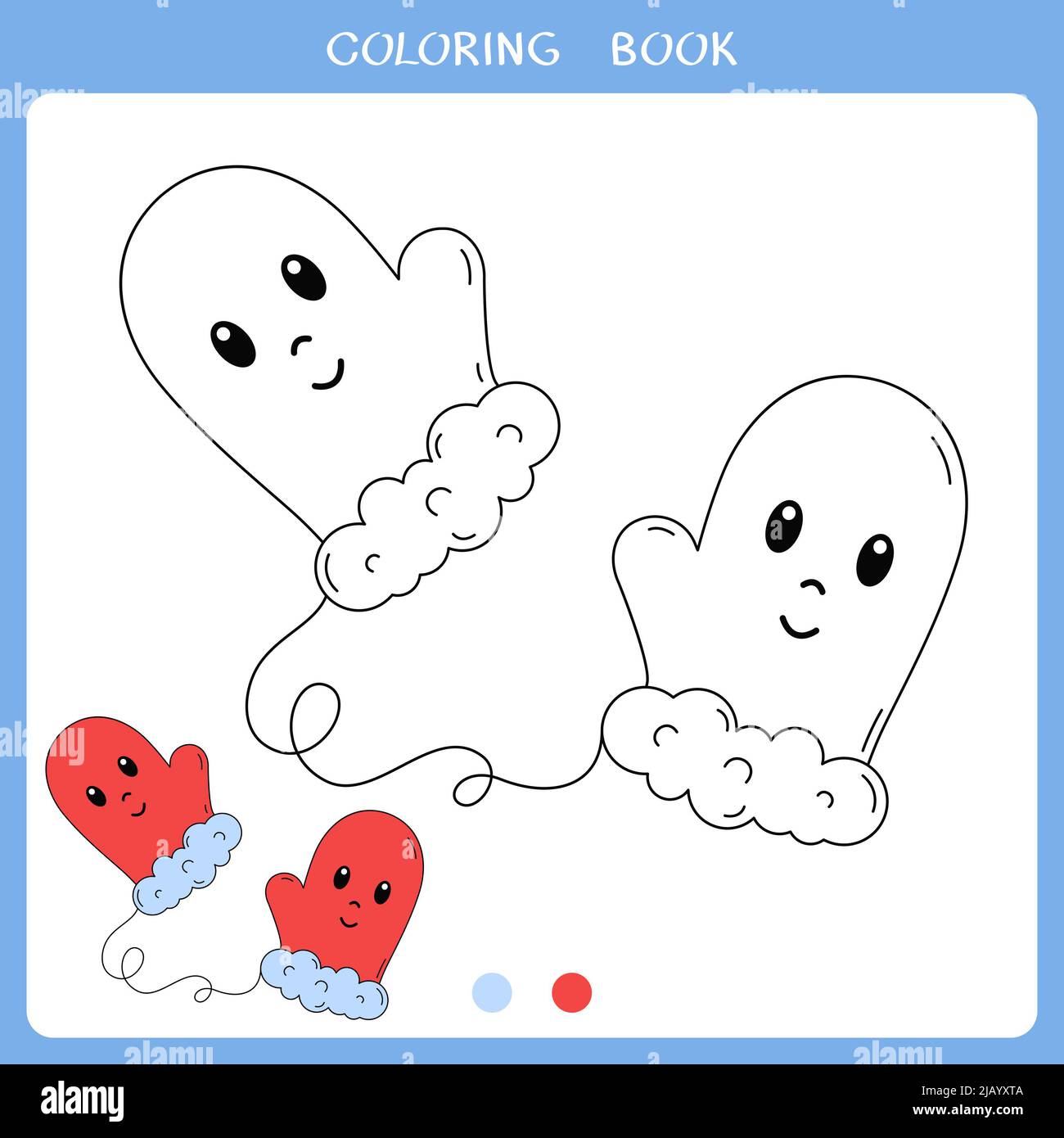 Cute mittens for coloring book Stock Photo - Alamy