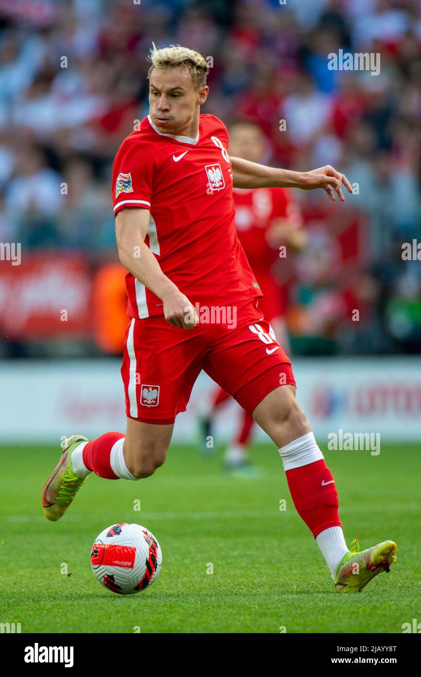 Wroclaw, Poland. 01st June, 2022. Szymon Zurkowski of Poland controls ...