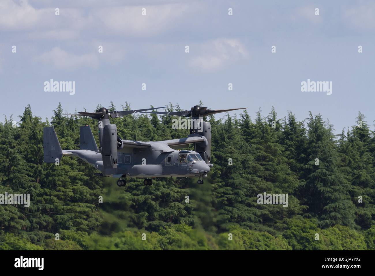 A Bell Boeing V22 Osprey with the United States Air Force flying at ...