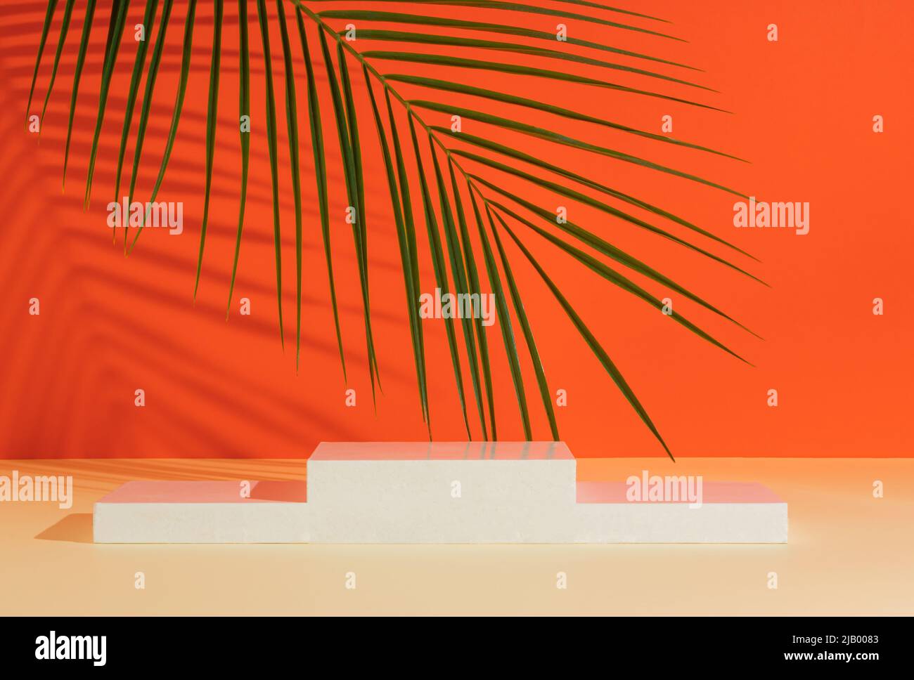 Minimal modern product display on orange background with product podium ...