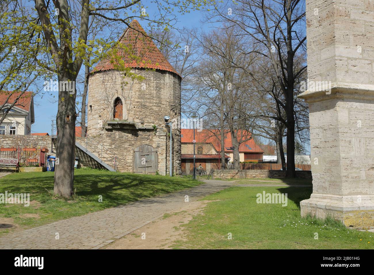 Casting tower as part of the former medieval town fortifications in Bad ...